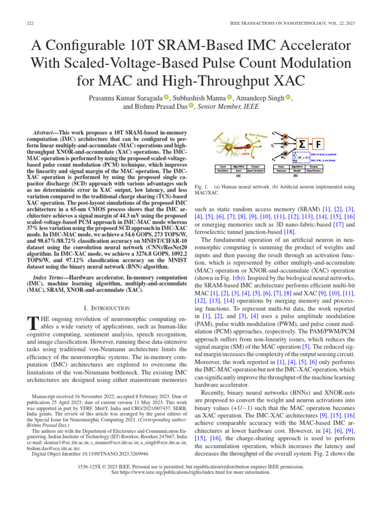 A Configurable 10T SRAM-Based IMC Accelerator With Scaled-Voltage-Based Pulse Count Modulation ...