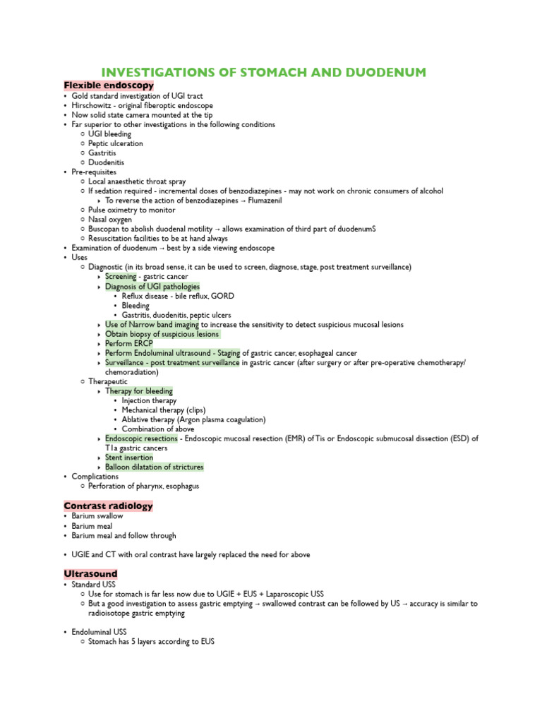 Investigations of Stomach and Duodenum | PDF | Endoscopy | Stomach
