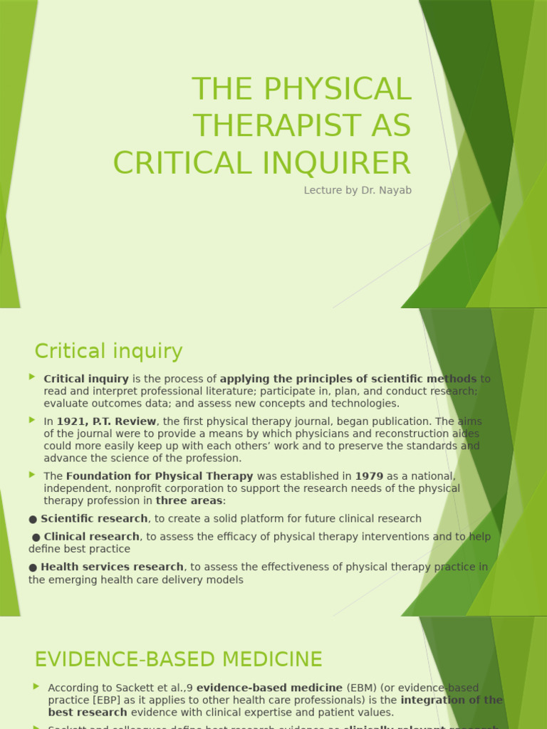 The Physical Therapist As Critical Inquirer | PDF | Physical Therapy ...