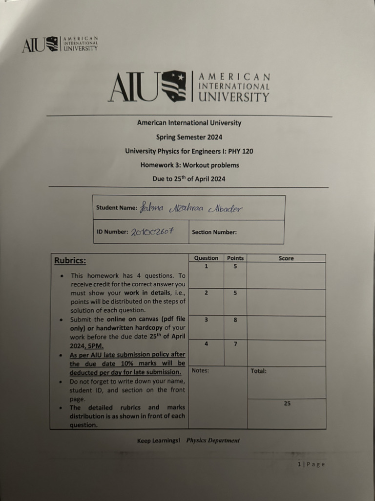 Phy Homework 3 | PDF