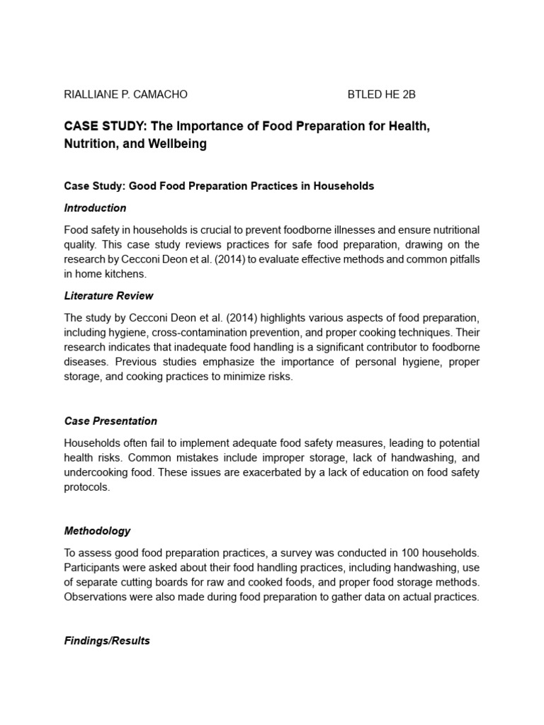 CASE-STUDY | PDF | Food Safety | Hand Washing