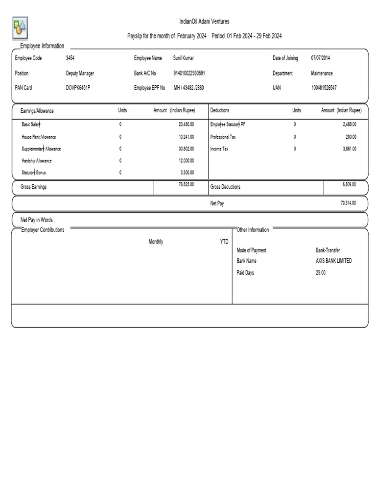 Feb Salary Slip | PDF | Salary | Paycheck