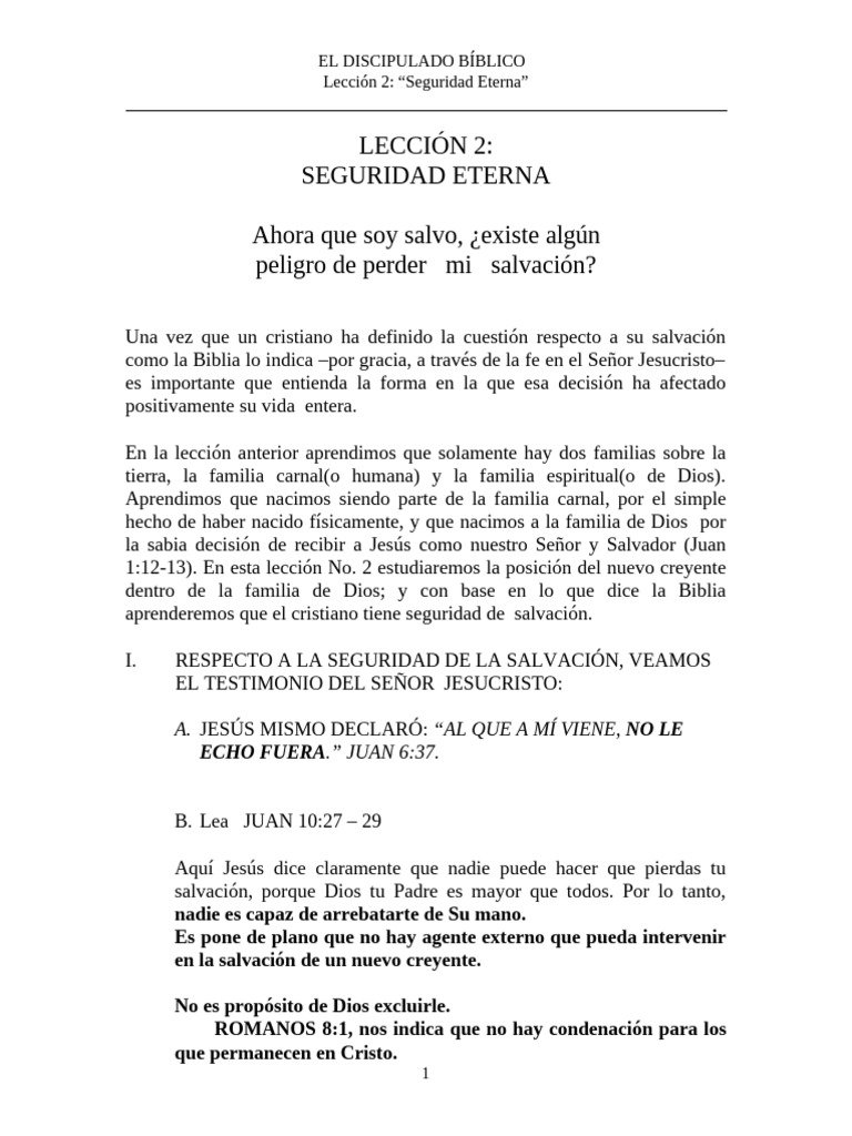Seguridad Eterna en la Salvación Cristiana | PDF