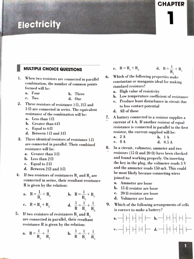 Electricity and Resistor Concepts Quiz | PDF | Electrical Resistance ...