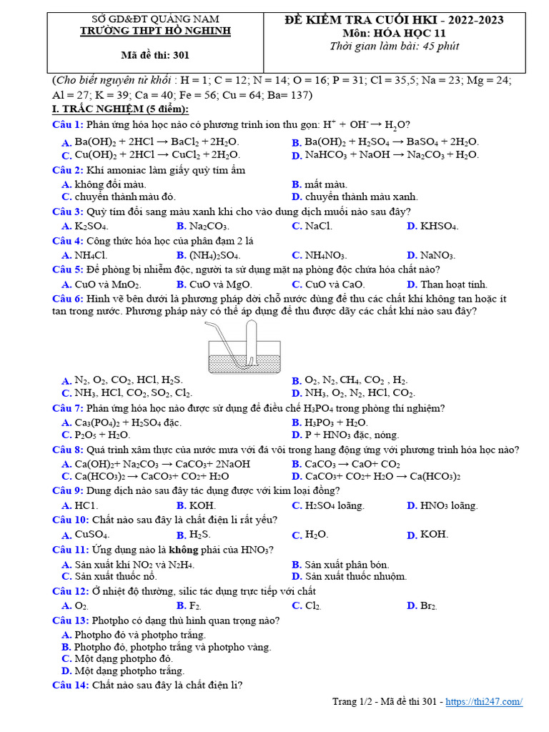 de-hoc-ky-1-hoa-hoc-11-nam-2022-2023-truong-thpt-ho-nghinh-quang-nam | PDF