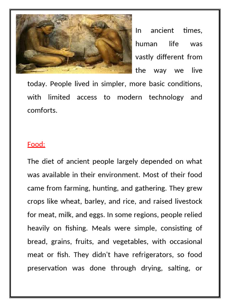 In ancient times | PDF | Clothing | Foods