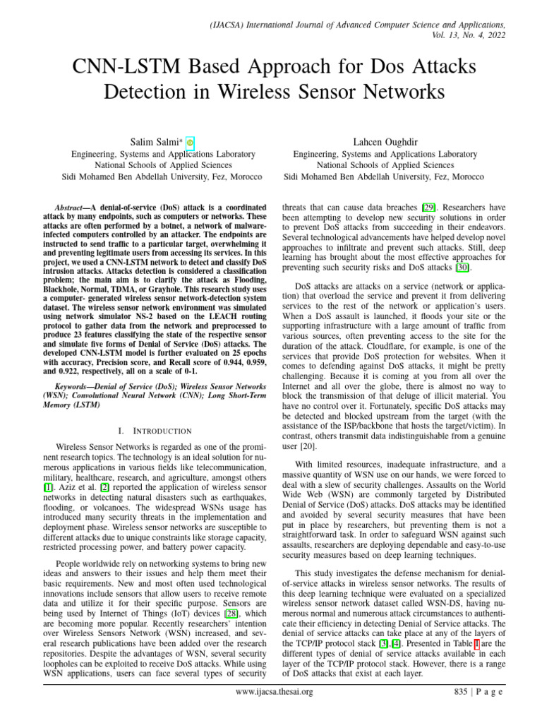 Paper_97-CNN_LSTM_Based_Approach_for_Dos_Attacks_Detection | PDF | Wireless Sensor Network ...