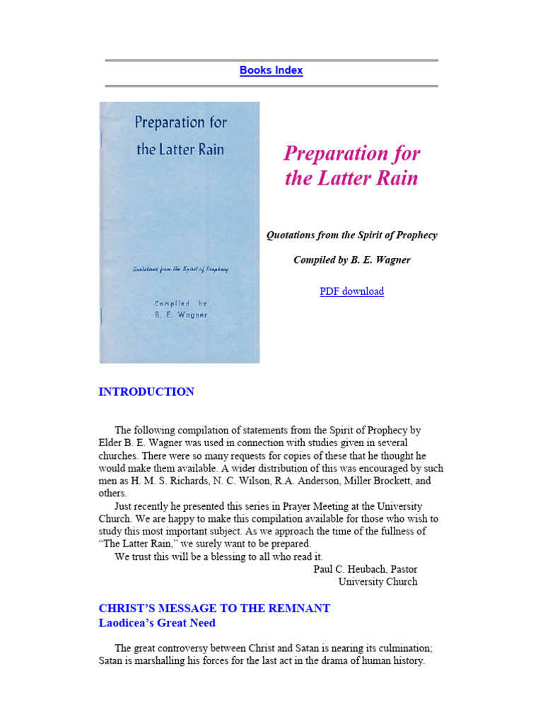 Latter Rain Preparation Guide | PDF | Jesus | Glory (Religion)