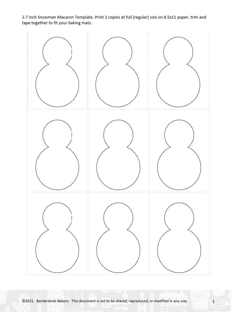 Snowman Macaron Template Printable | PDF