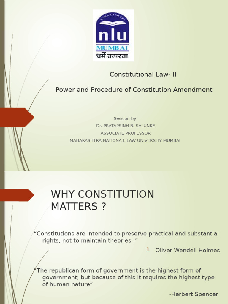 UNIT XI Power and Procedure of Constitution Amendment COMPILED - CL-II ...