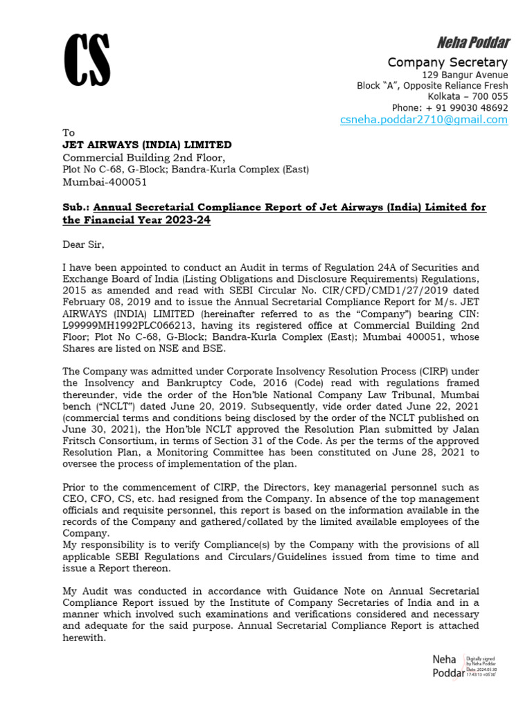 30-May-2023 - Annual Secretarial Compliance Report for FY 2023-24 | PDF ... 30-May-2023 - Annual Secretarial Compliance Report for FY 2023-24 | PDF ...