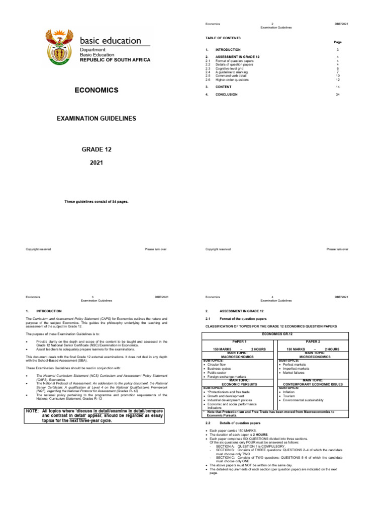 Economics GR 12 Exam Guidelines 2021 Eng | PDF | Critical Thinking ... Economics GR 12 Exam Guidelines 2021 Eng | PDF | Critical Thinking ...