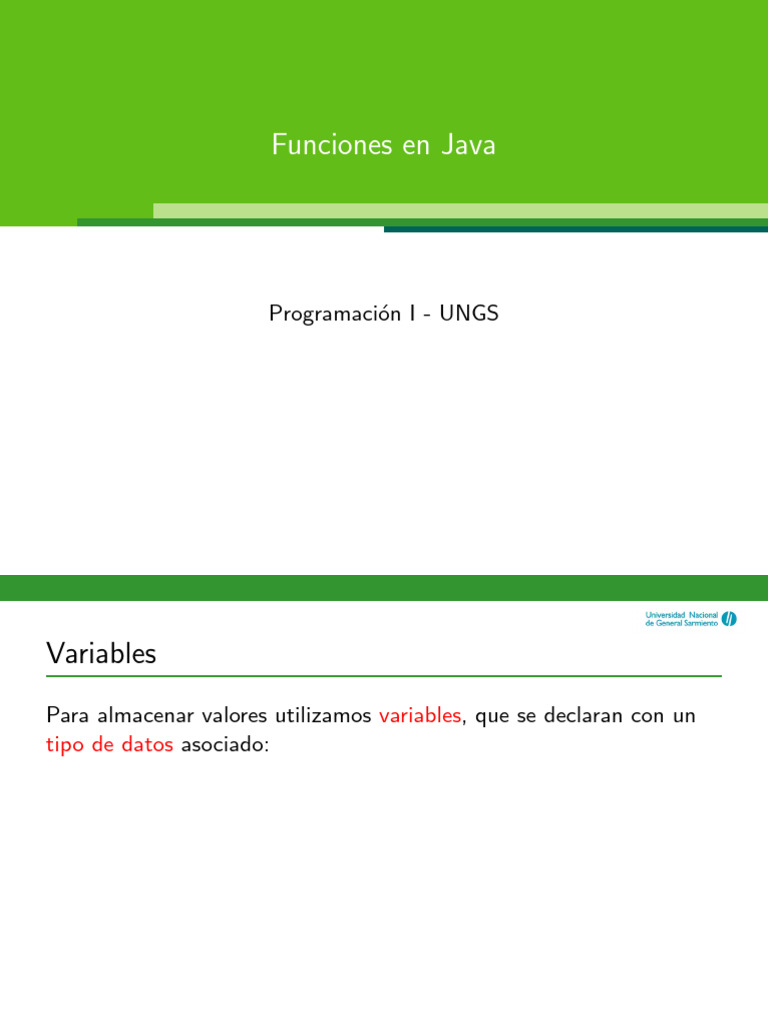 Funciones en Java | PDF | Java (lenguaje de programación) | Tipo de datos