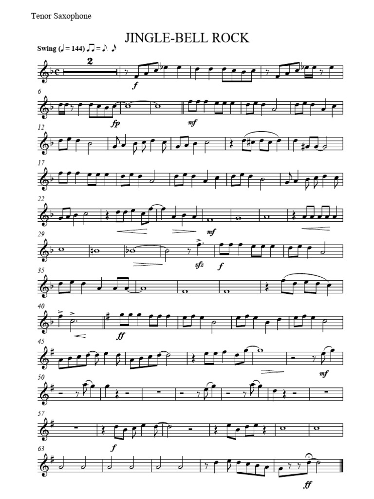 Jingle Bell Rock Tenor Sax Sheet | PDF