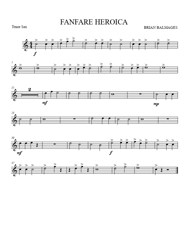 FULL SCORE FANFARE HEROICA - Tenor Sax | PDF