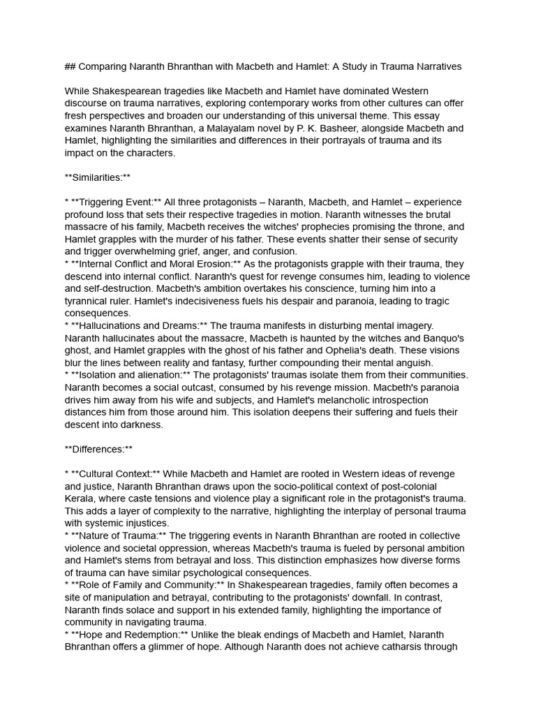 Trauma naranth | PDF | Macbeth | Hamlet