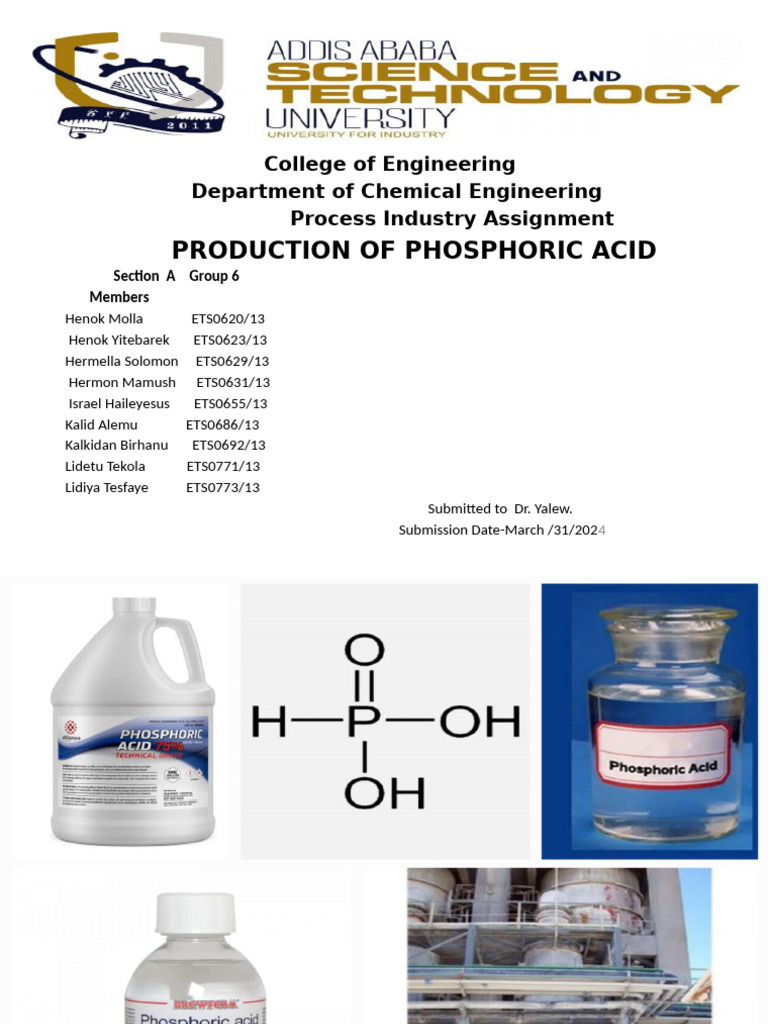 Group 6 Pi Assignment | PDF | Phosphoric Acid | Acid