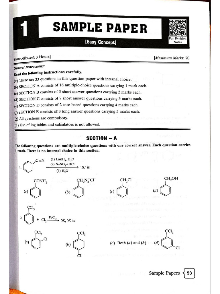 Chemistry Sample Papers | PDF