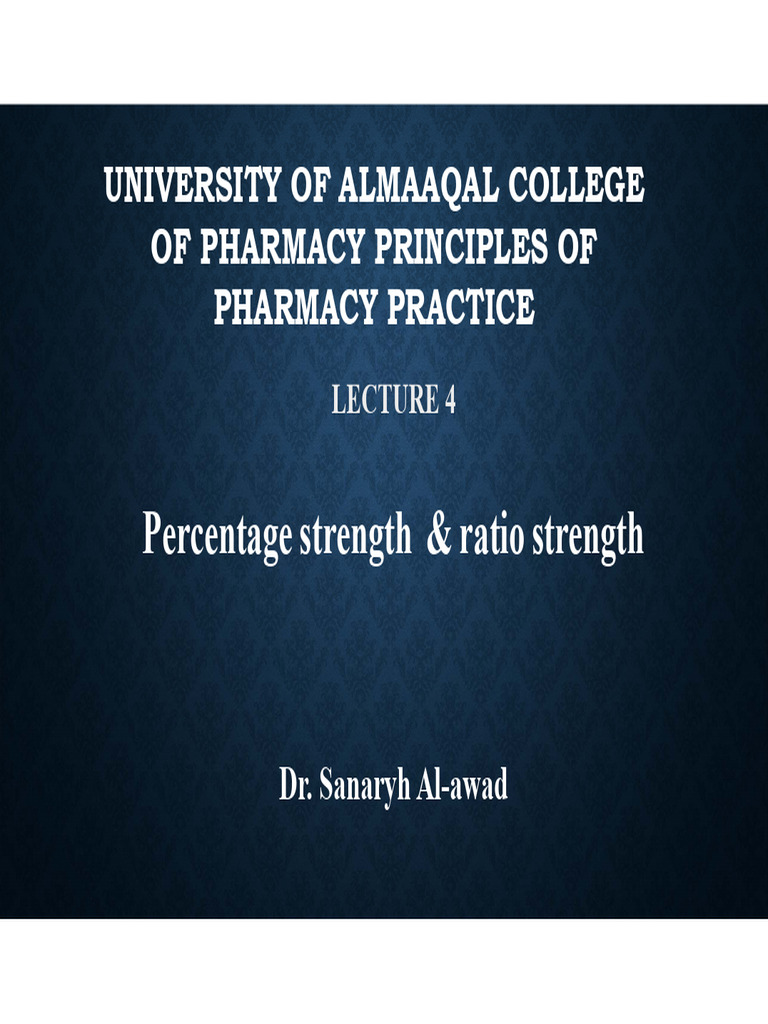 Lec 4 Percentage Strength & Ratio Strength | PDF