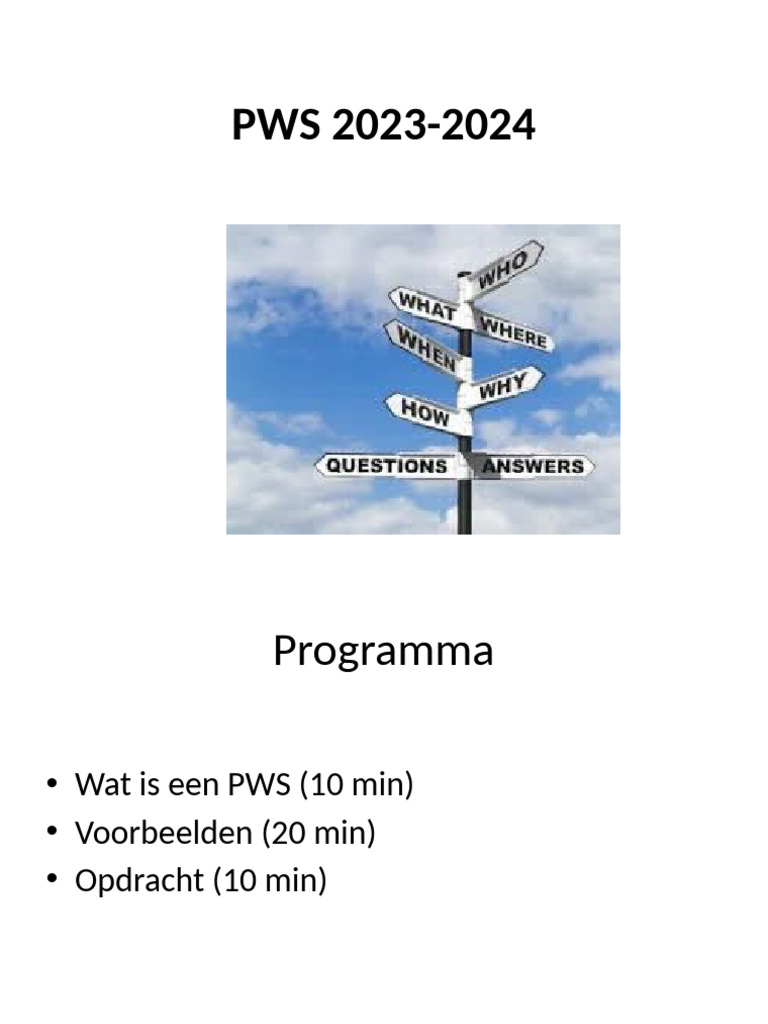PWS 2023-2024 Info Voor Leerlingen | PDF