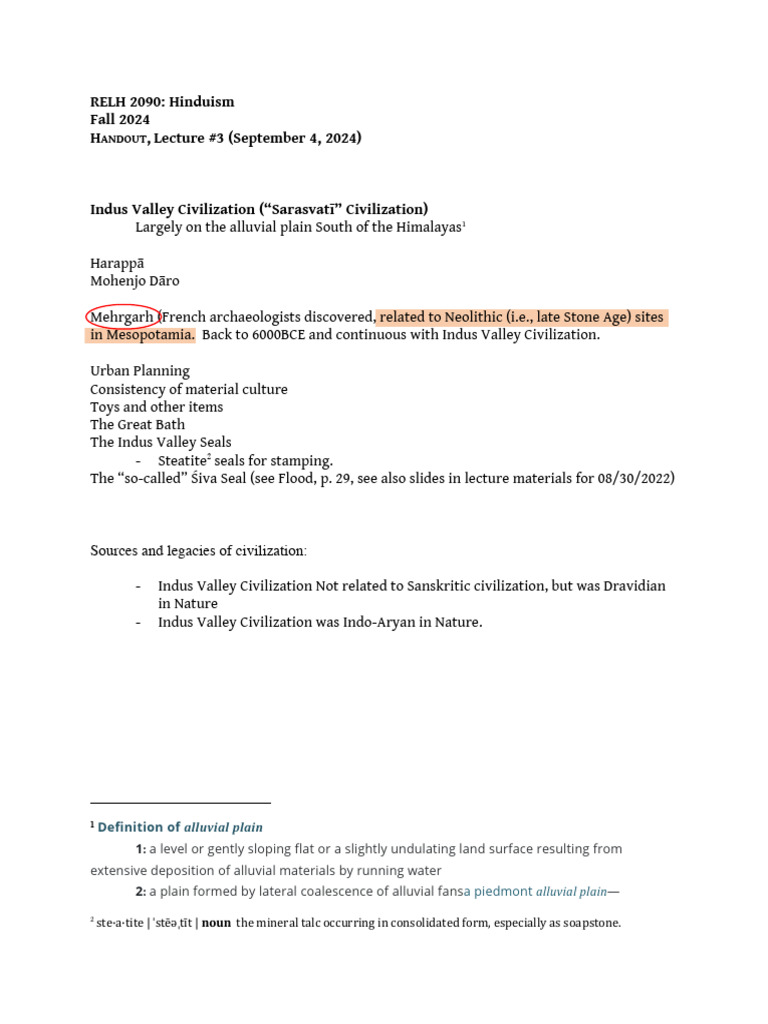 Handout Lecture #3 - RELH 2090 - Fall 2024 | PDF