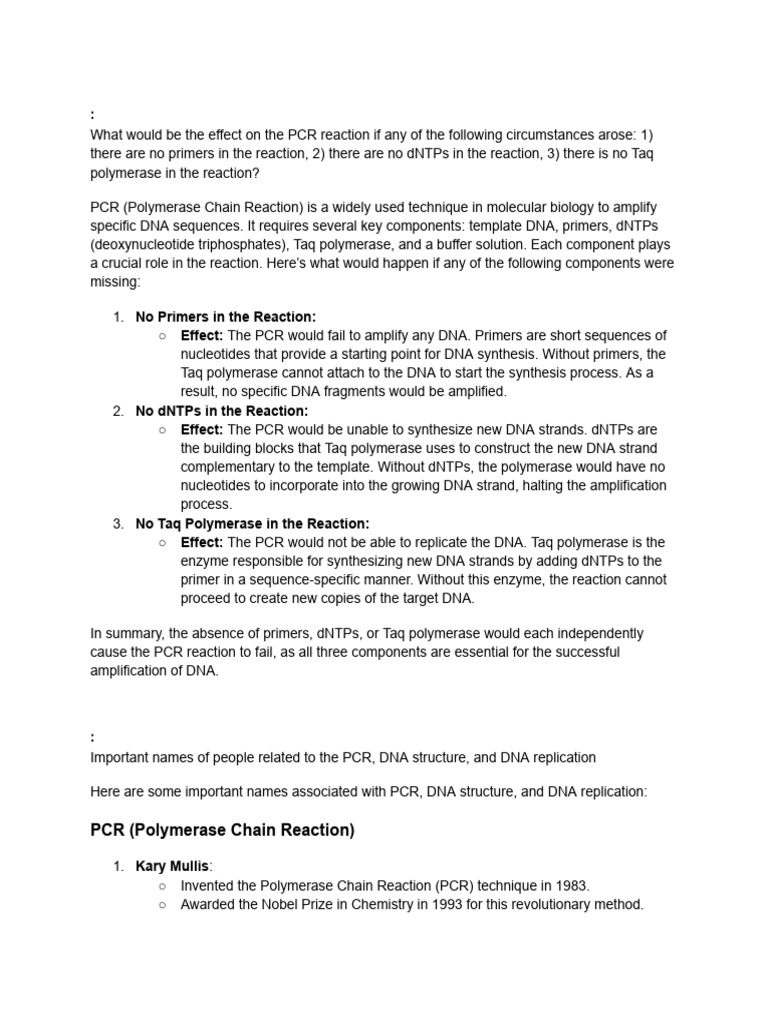 PCR and Gel Electrophoresis Study Guide | PDF | Polymerase Chain ...