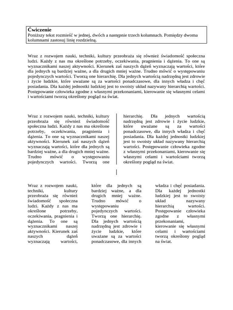 Zad1 - Układ Kolumnowy Tekstu | PDF
