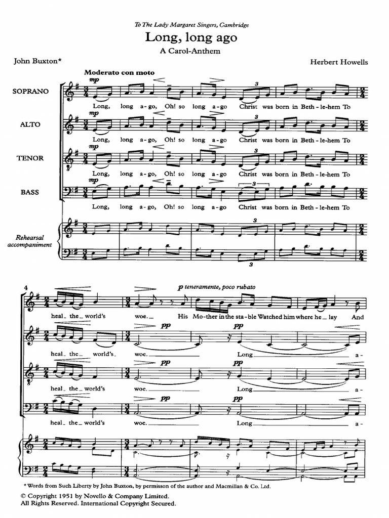 Howells-Long, Long Ago | PDF