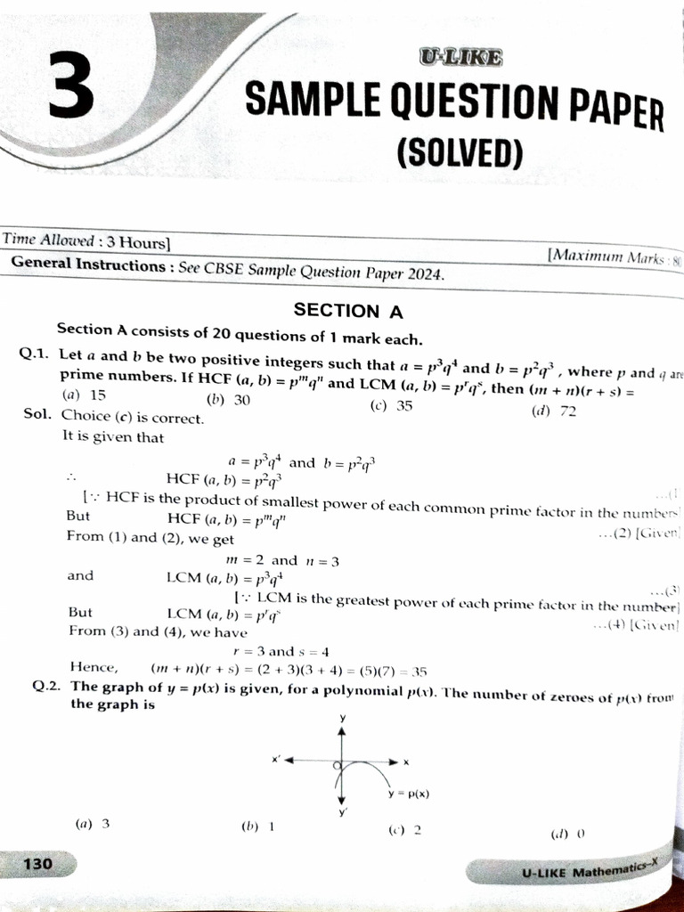 Class 10 Maths Ulike 3 For 2023 - 24 | PDF