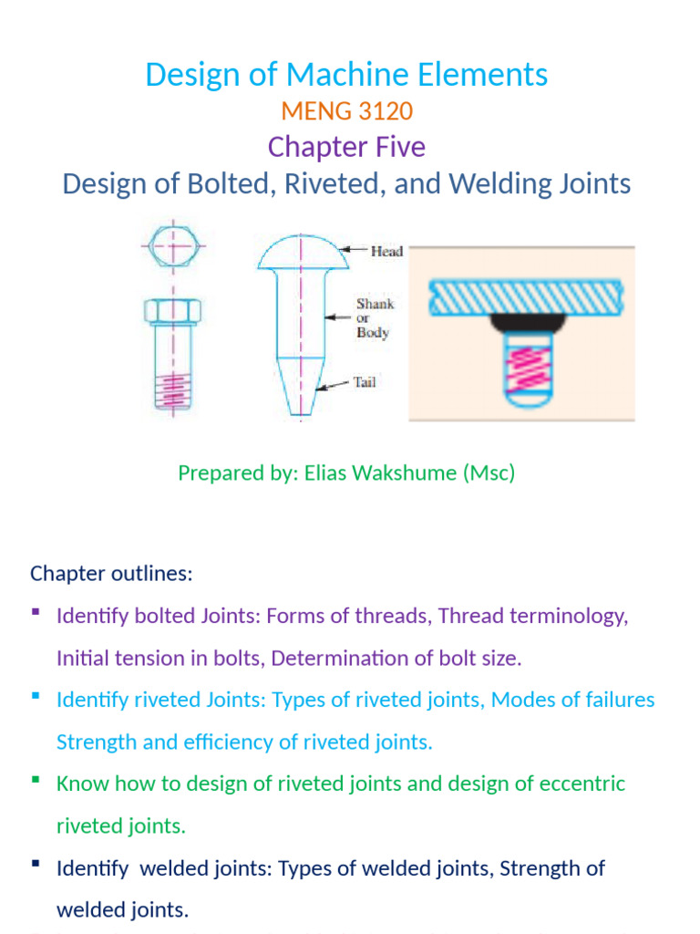 Chapter 5 Bolted, Riveted, and Welding Joints | PDF | Screw | Strength ...