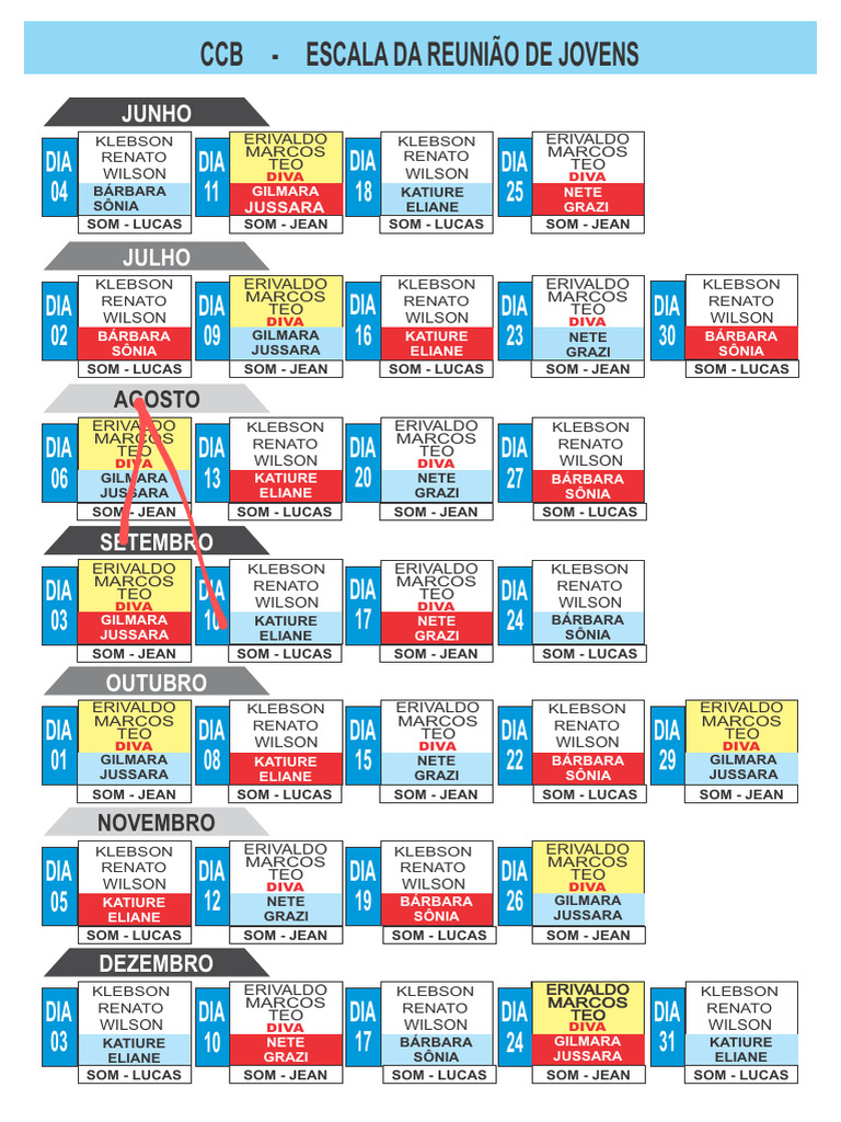 CCB - Escala Das Irmã Porteira JOVENS-1 - Cópia | PDF