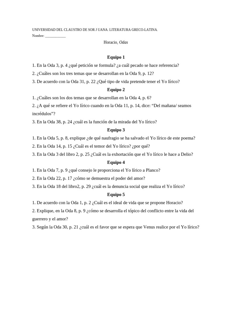 Análisis de las Odas de Horacio | PDF