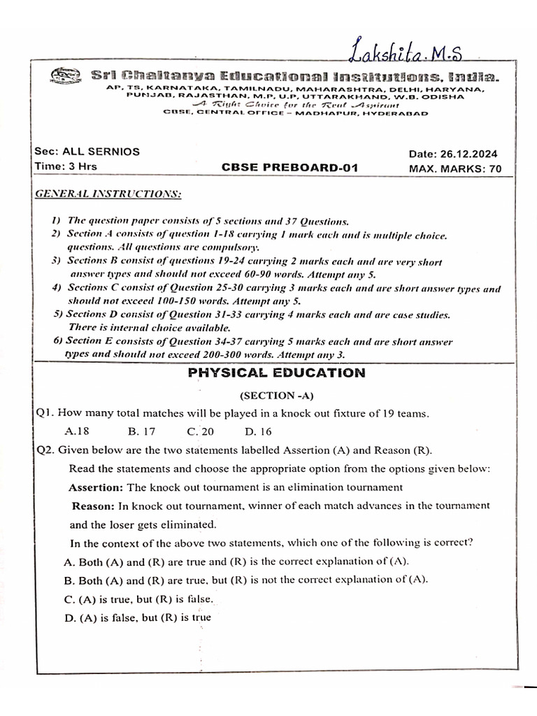 PE Pre Board Paper | PDF