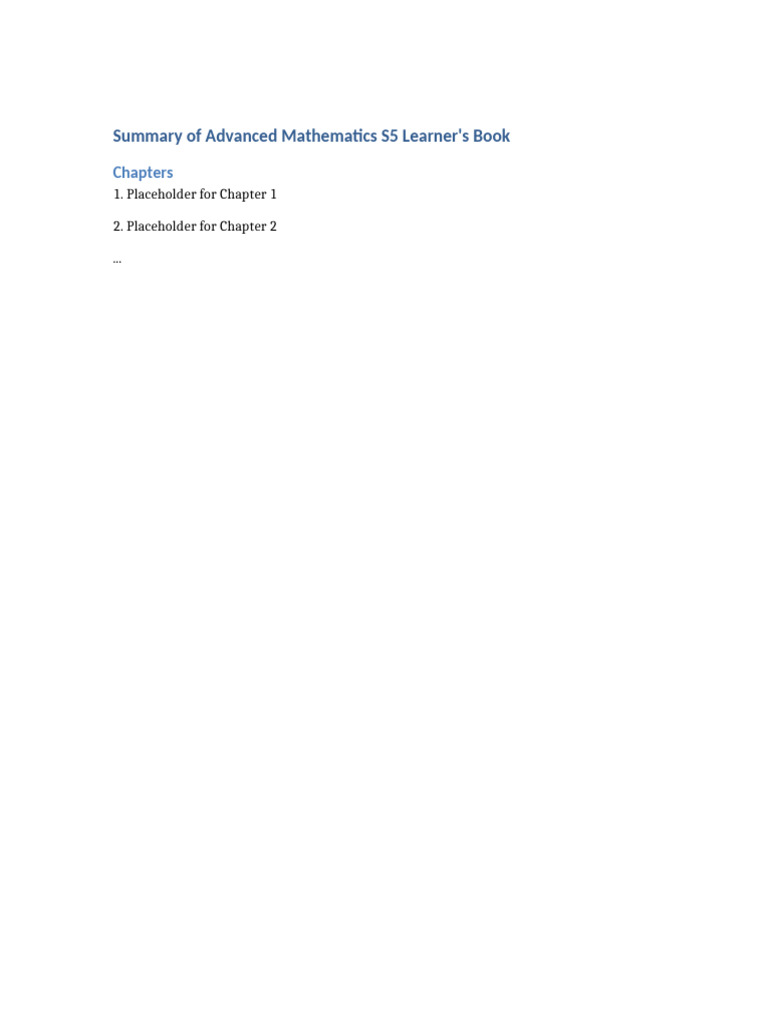 Advanced Mathematics S5 Summary | PDF