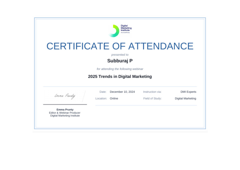 2025 Trends in Digital Marketing Certificate | PDF