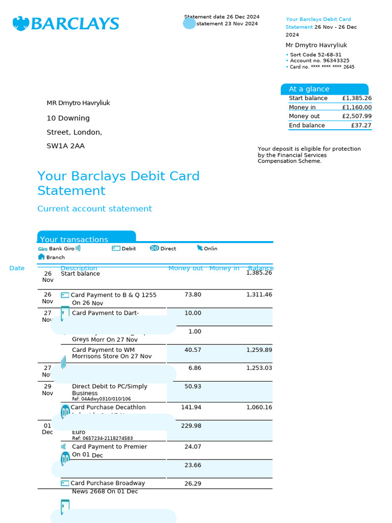 Credit-Card-Statement DH | PDF | Overdraft | Debit Card