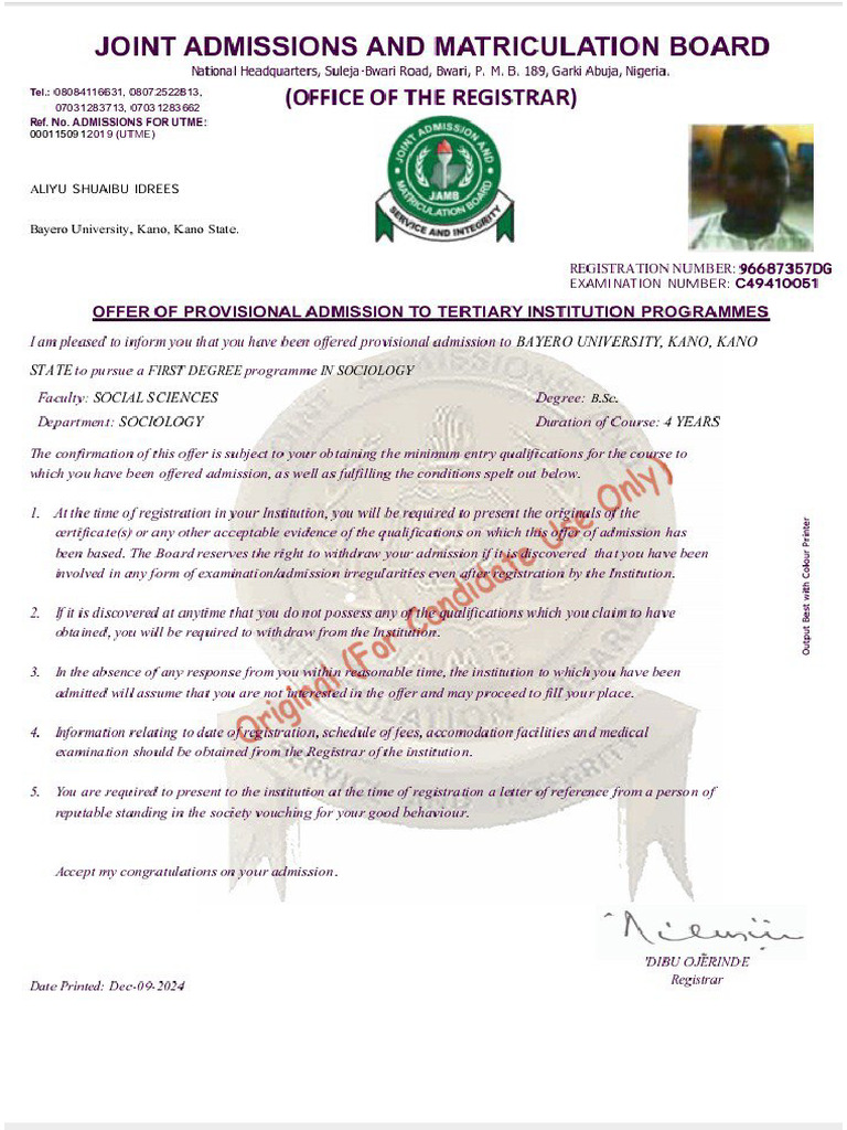 Type-A Jamb Regularization Slip 2024 | PDF