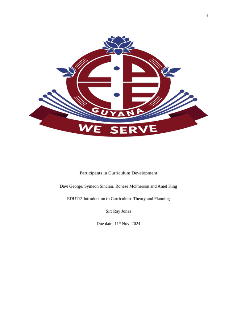 Participants in Curriculum Development Essay1 | PDF | Curriculum | Teachers