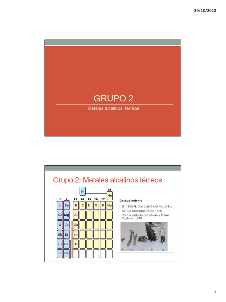 Clase de GRupo 2 2C | PDF | Calcio | Enlace iónico
