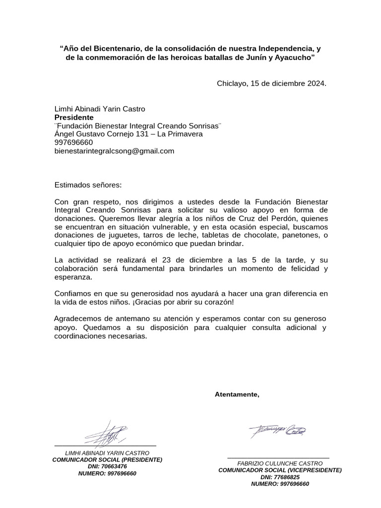 Modelo Oficio Navidad | PDF