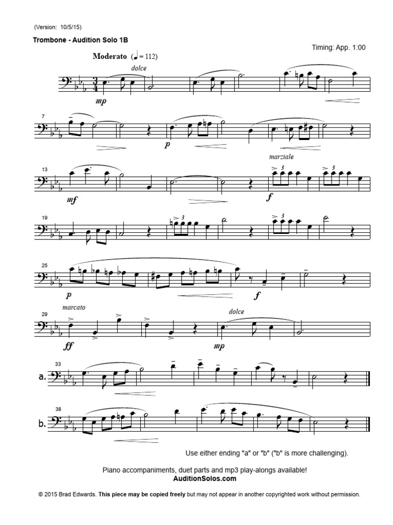 NC Middle School Distrct Solo - 09 Trombone 1B | PDF | Musical ...
