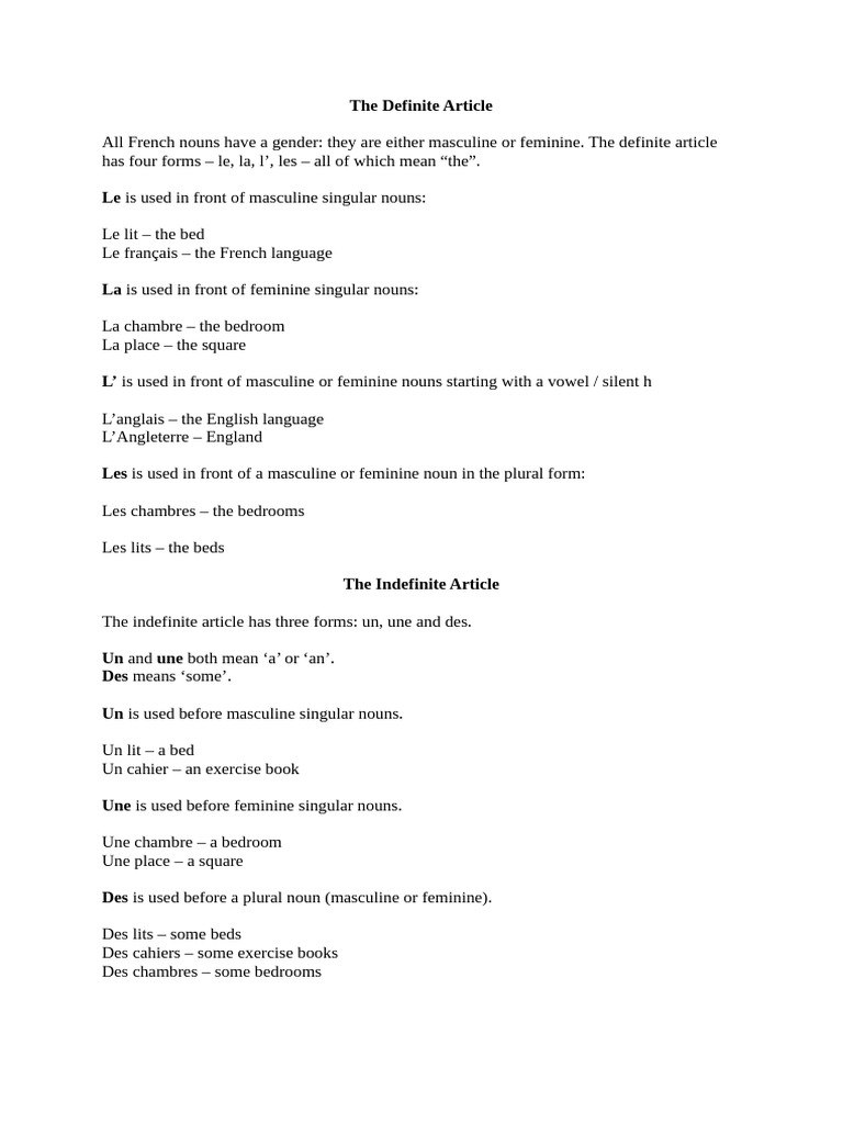 Definite and Indefinite Articles | PDF