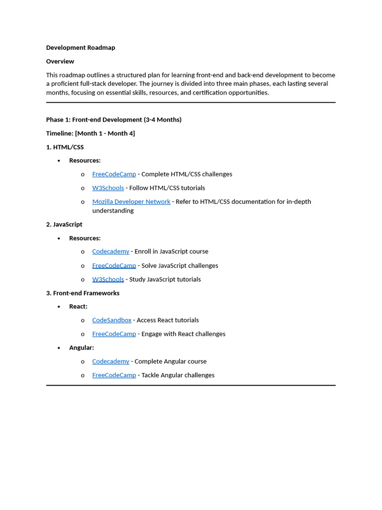 Development Roadmap | PDF | Web Development | Computer Programming Development Roadmap | PDF | Web Development | Computer Programming