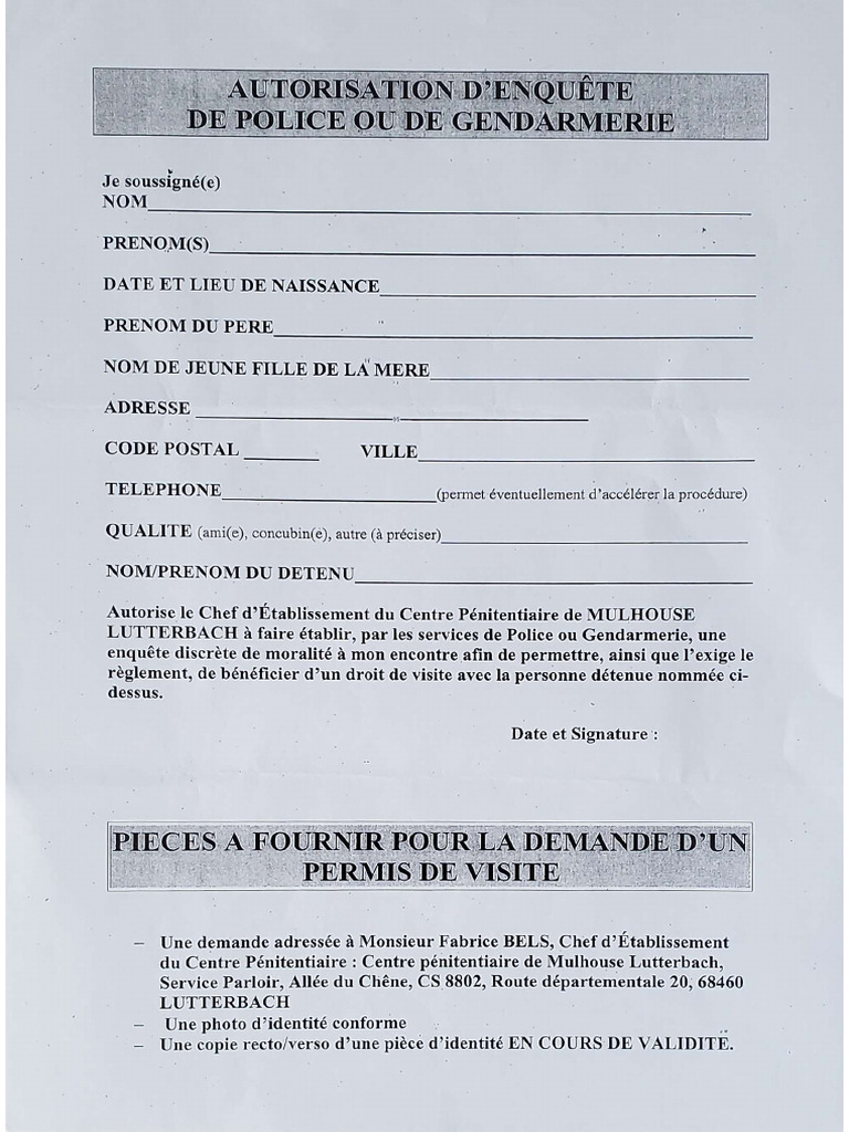 Demande de Permis de Visite | PDF