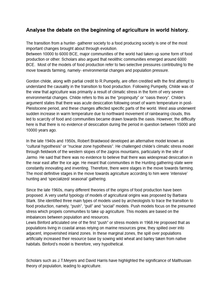 Debate On Food Production in Neolithic | PDF | Agriculture | Hunter ...