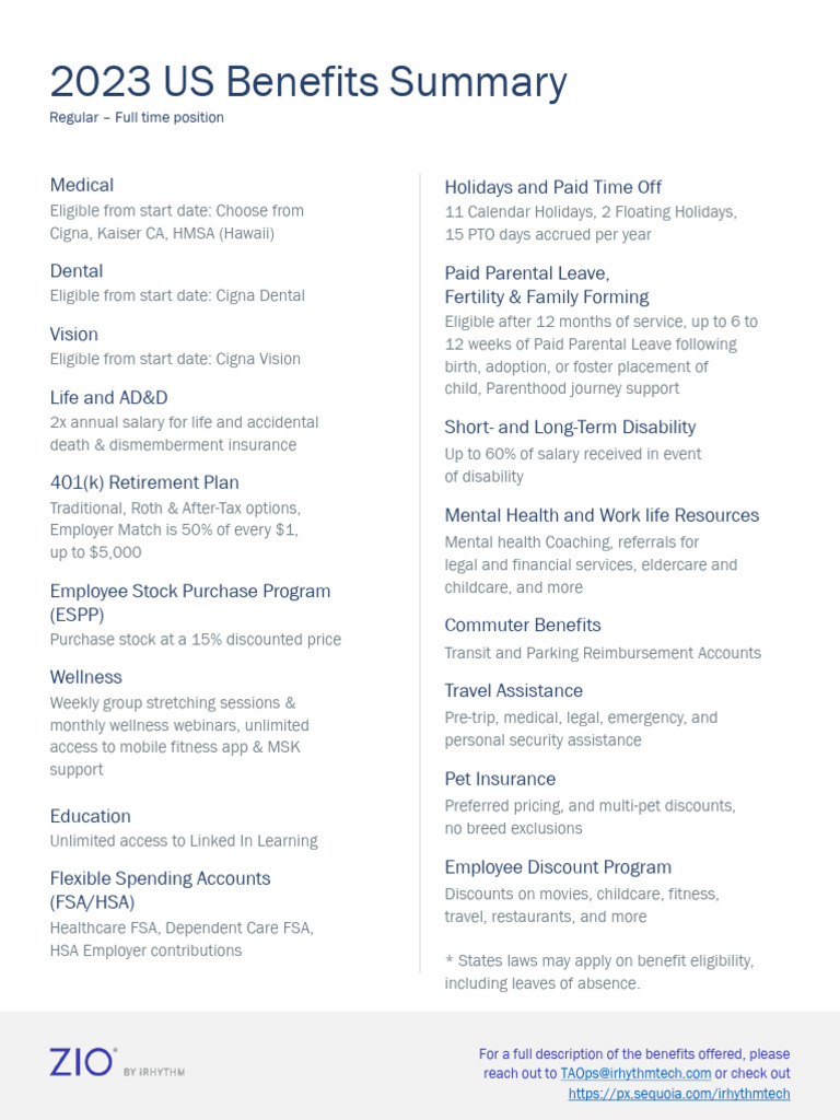 2023 Benefits Summary Flyer Regular FTE | PDF | Health Care ...