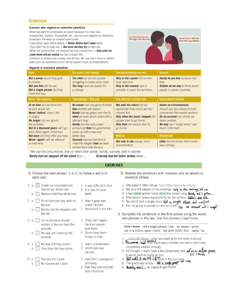 Inversion Worksheet | PDF