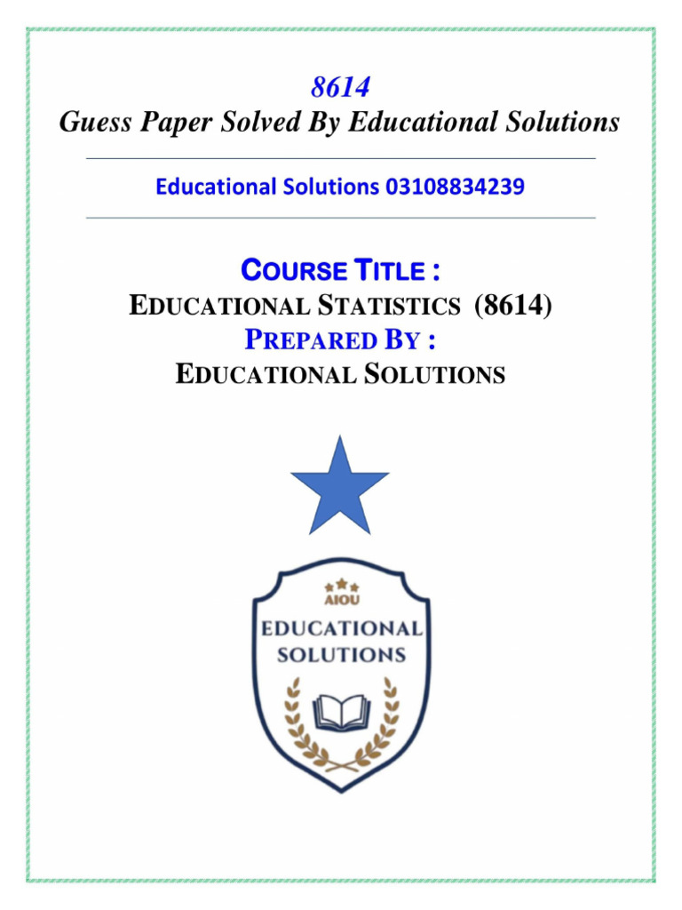 Guess Paper Educational Statistics (8614) | PDF