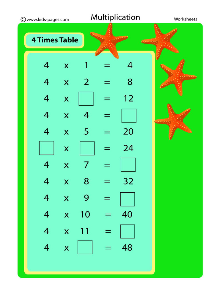 Times Tables 4 | PDF