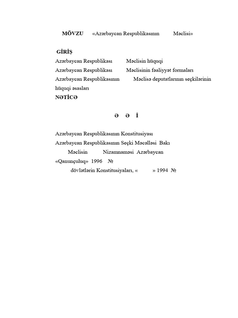 227 Movzu8 Azerbaycan Respublikasinin Milli Meclisi | PDF